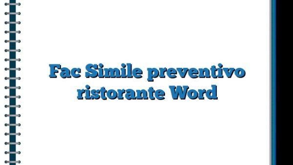Fac Simile preventivo ristorante Word