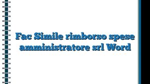 Fac Simile rimborso spese amministratore srl Word