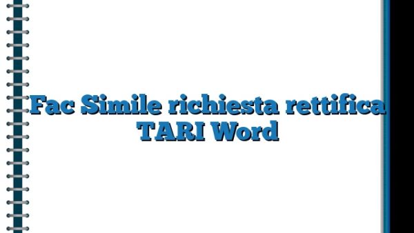 Fac Simile richiesta rettifica TARI Word