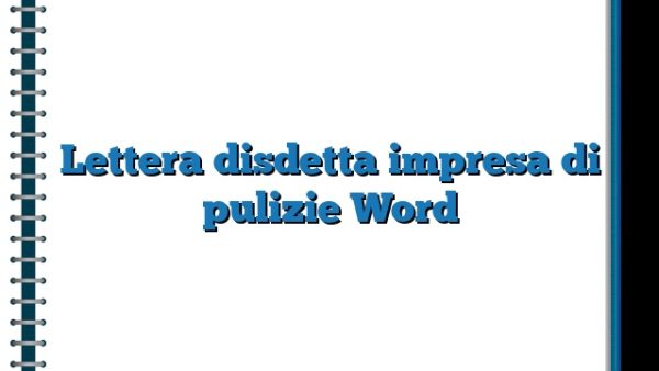 Lettera disdetta impresa di pulizie Word