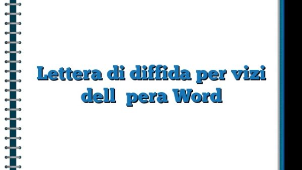 Lettera di diffida per vizi dell'opera Word